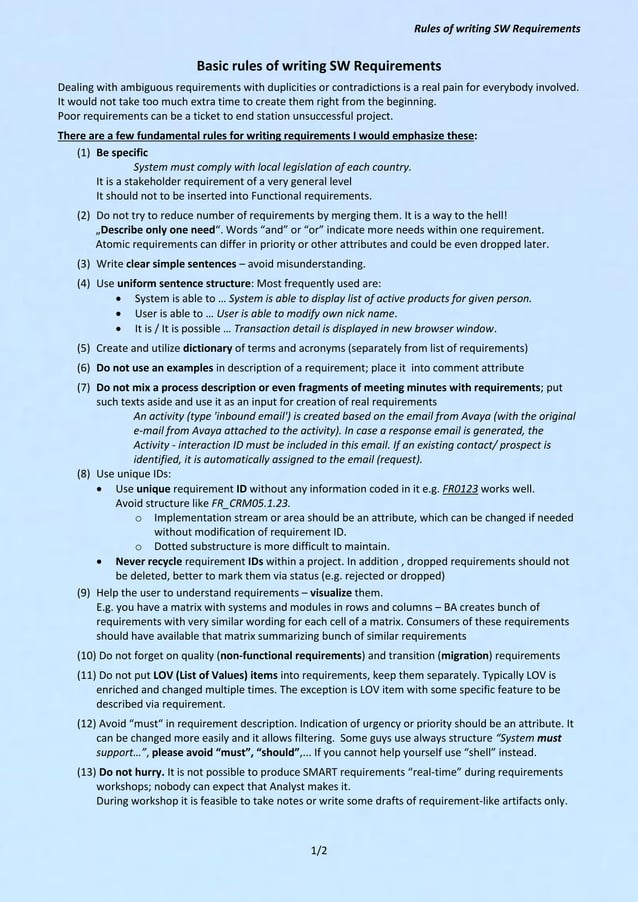 Writing_SW_Requirements_Basics | PDF