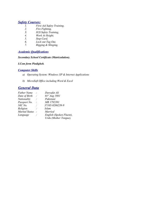 cv for Floorman | DOC