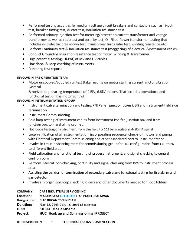 ELECTRICAL TECHNICIAN