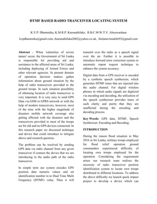 DTMF Radio set locating system using GPS | PDF