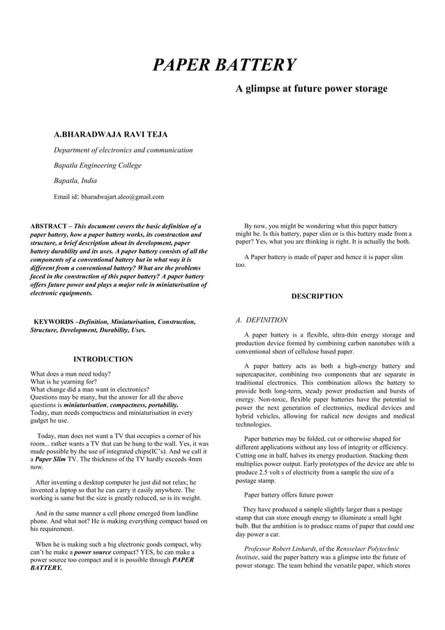 PAPER _BATTERY | PDF