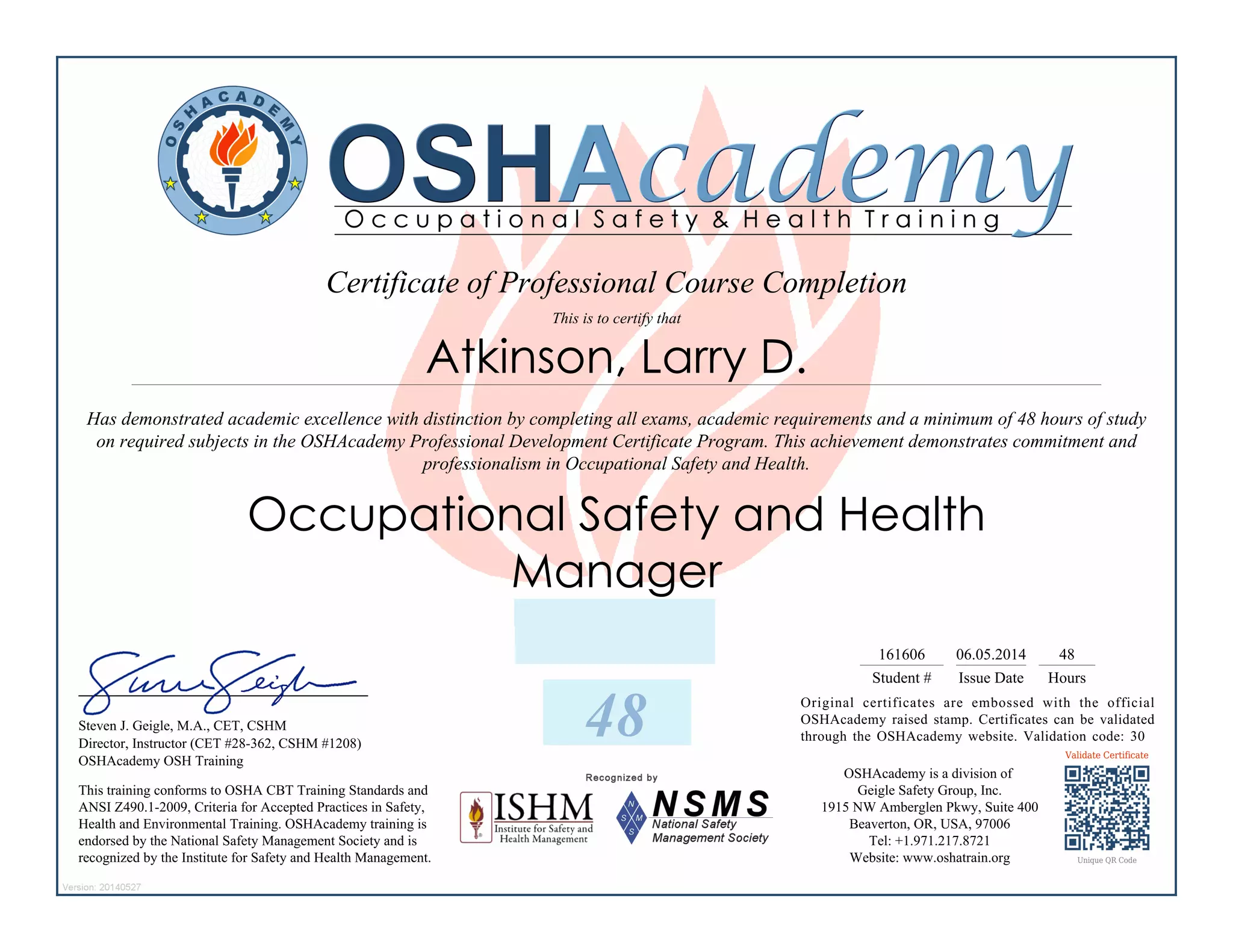 Occupational Safety and Health Manager | PDF