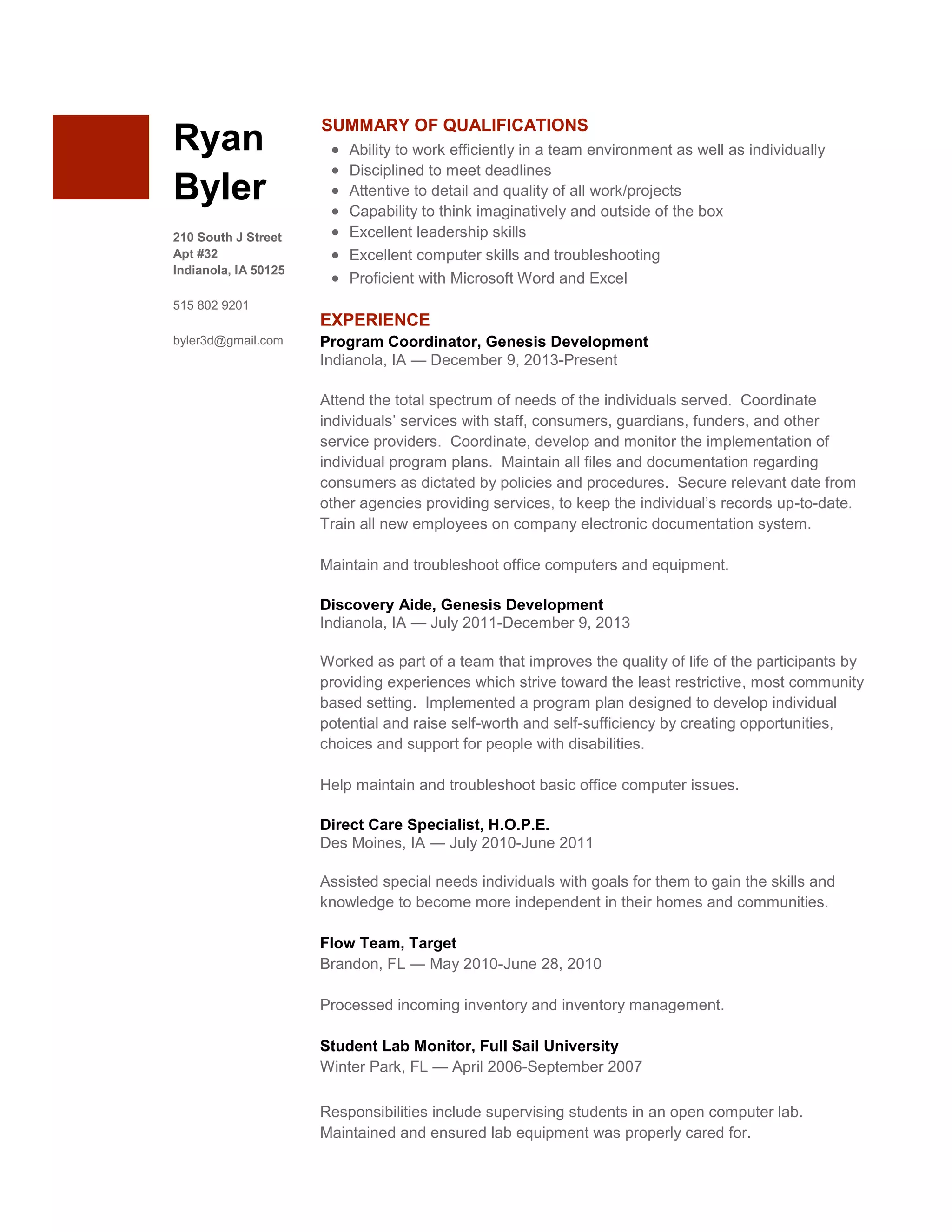 Ryan Byler, Resume- | PDF