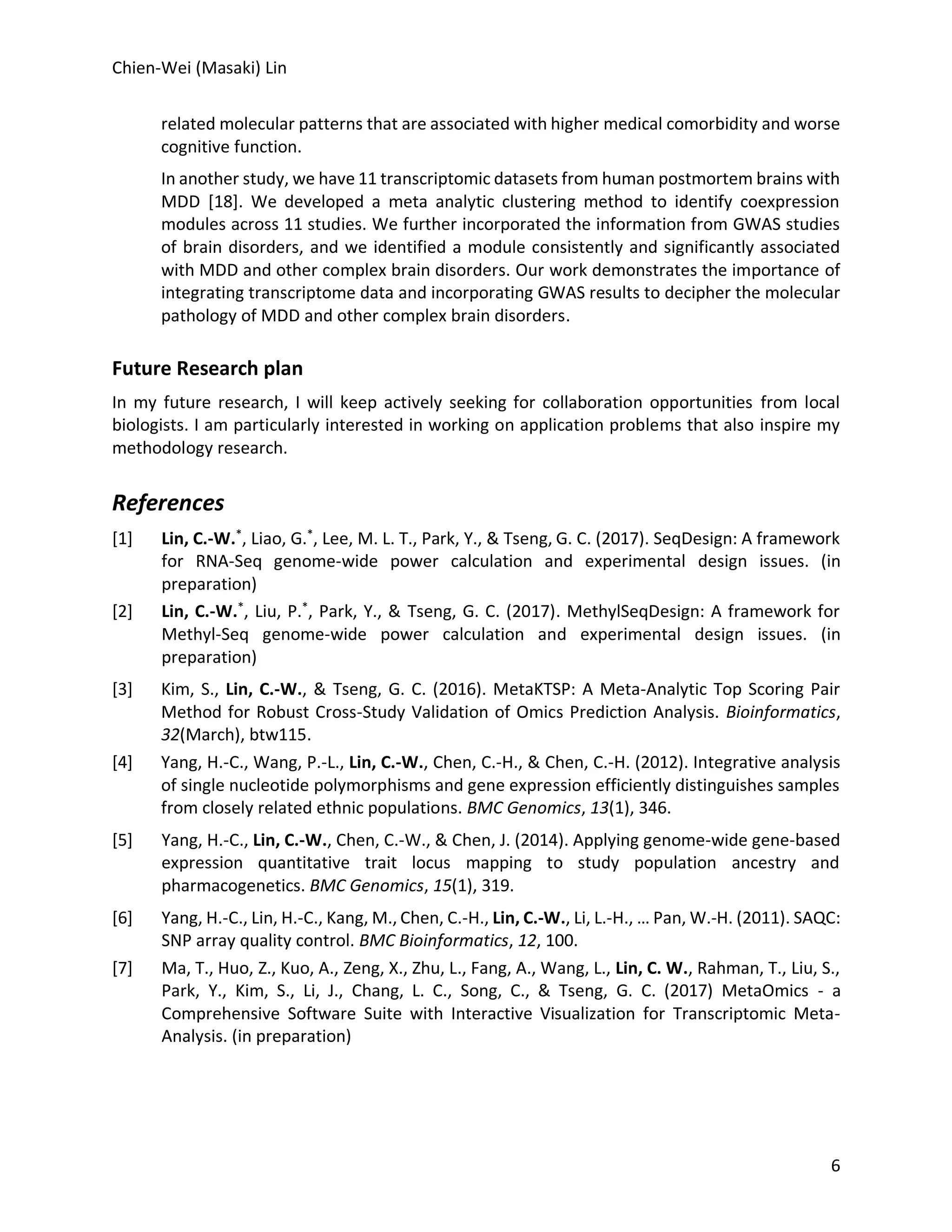 Research Statement Chien-Wei Lin | PDF