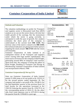 concor research report | PDF | Rail Travel | Travel Type