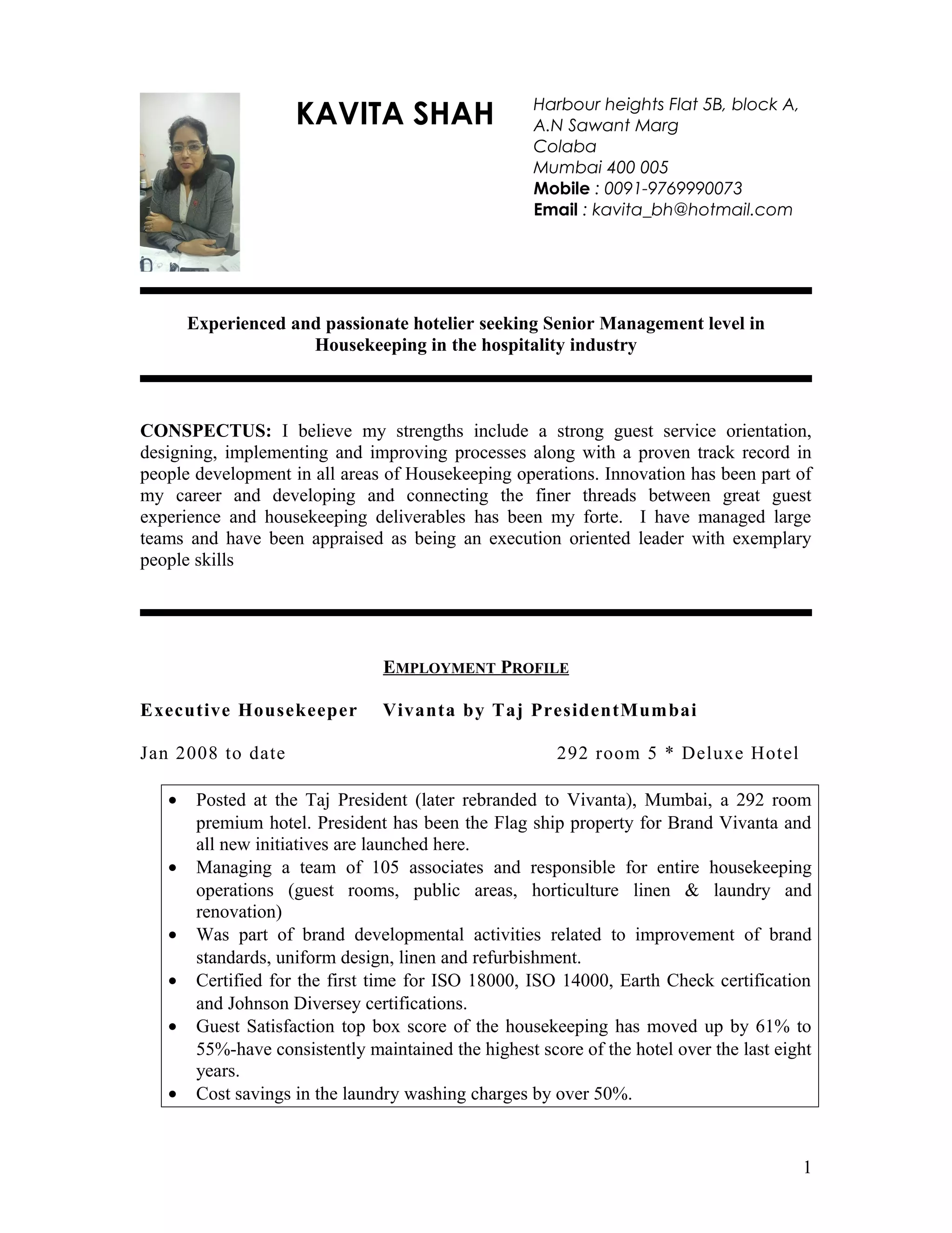 Kavita_Shah CV 1 | PDF