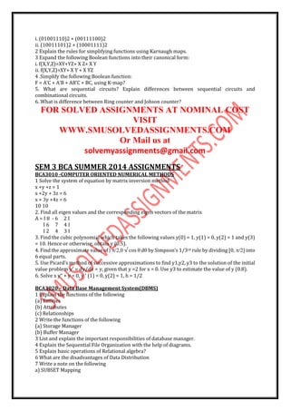 SMU BCA SUMMER 2014 ASSIGNMENTS | PDF