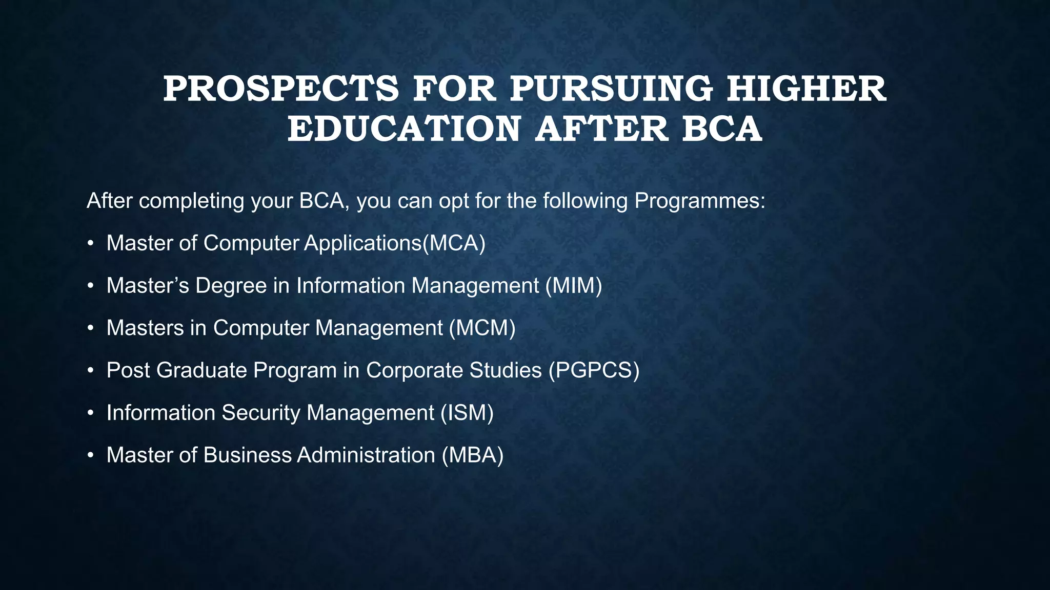 Career Options after BCA | PPTX