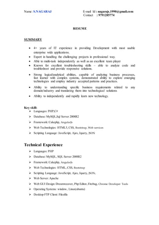 Nagaraj PHP Developer | DOCX