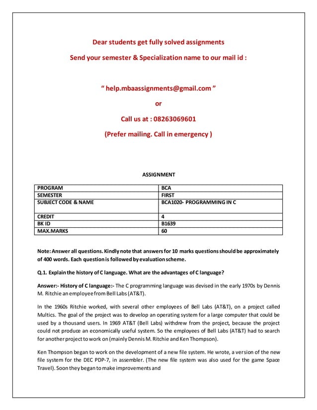 Bca1020 programming in c | PDF