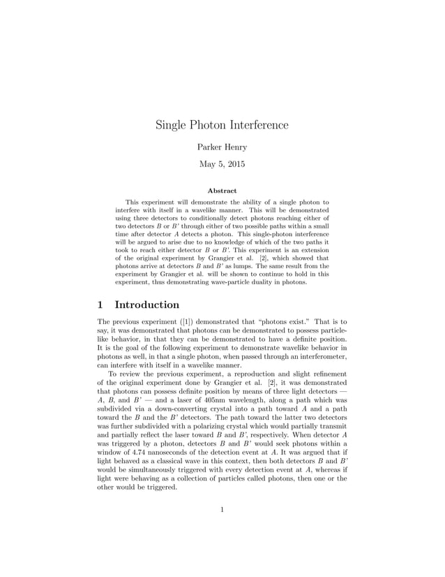 single-photon-interference | PDF | Physics | Science