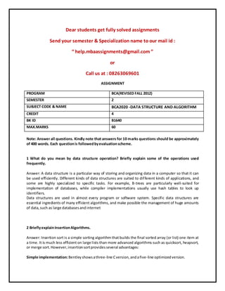 Bca2020 data structure and algorithm | PDF