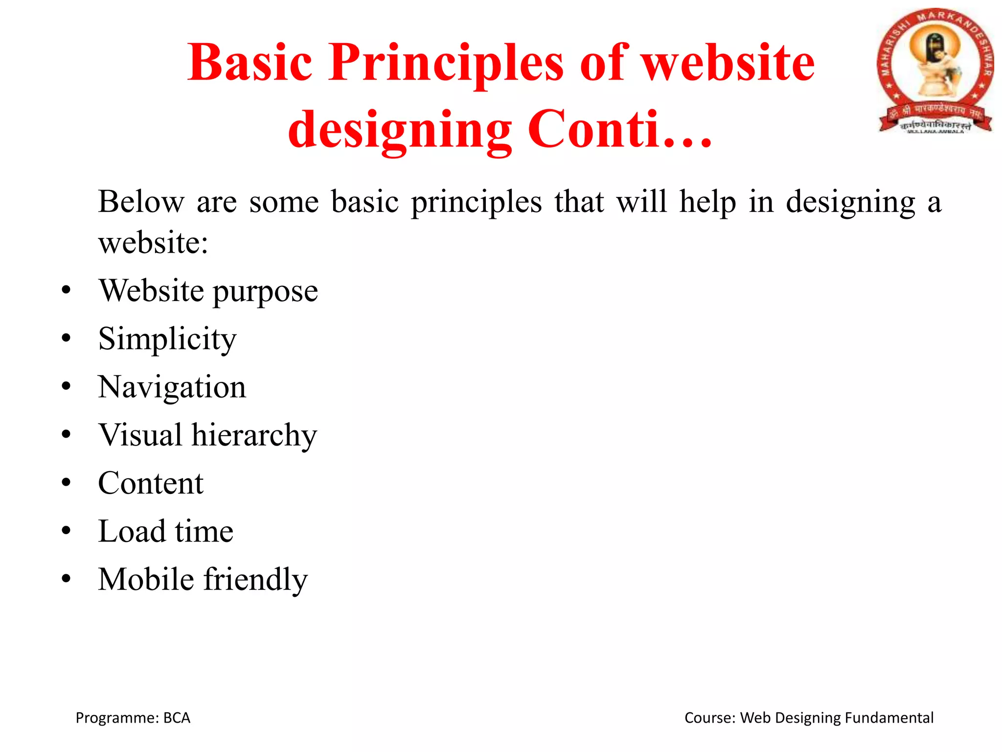 Basic Principles of website designing | PPTX
