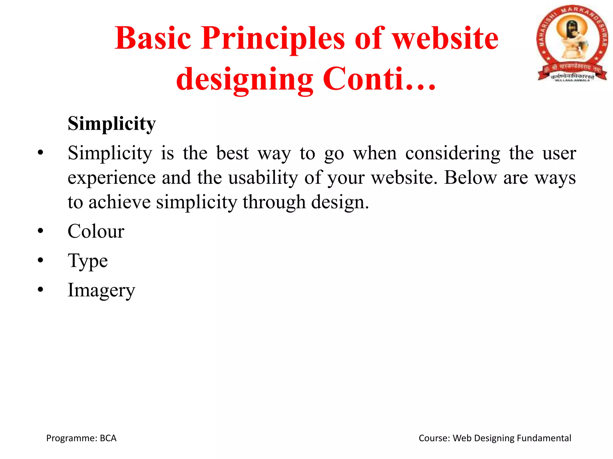 Basic Principles of website designing | PPTX