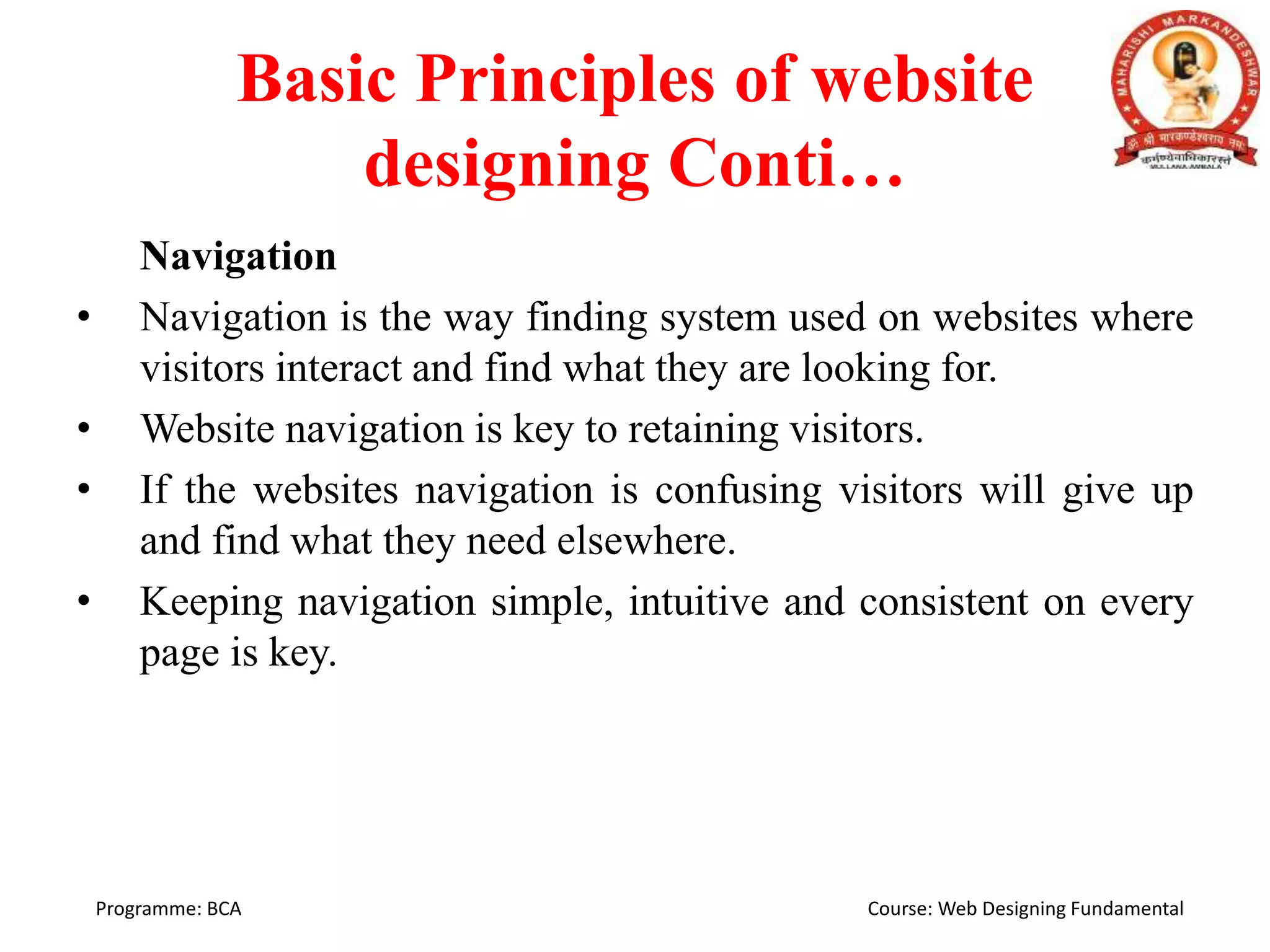 Basic Principles of website designing | PPTX