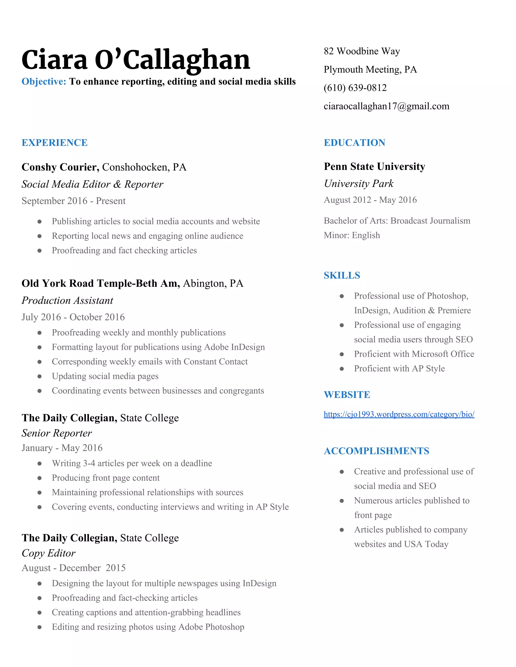 CiaraOCallaghan_Resume | PDF
