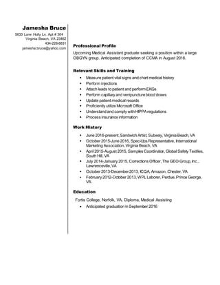 MA Student Resume'-Jamesha Bruce | DOCX