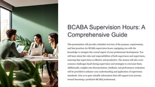 BCABA Supervision Hours | Regal Behavior | PPT