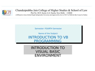 Introduction to VB Programming | PPT
