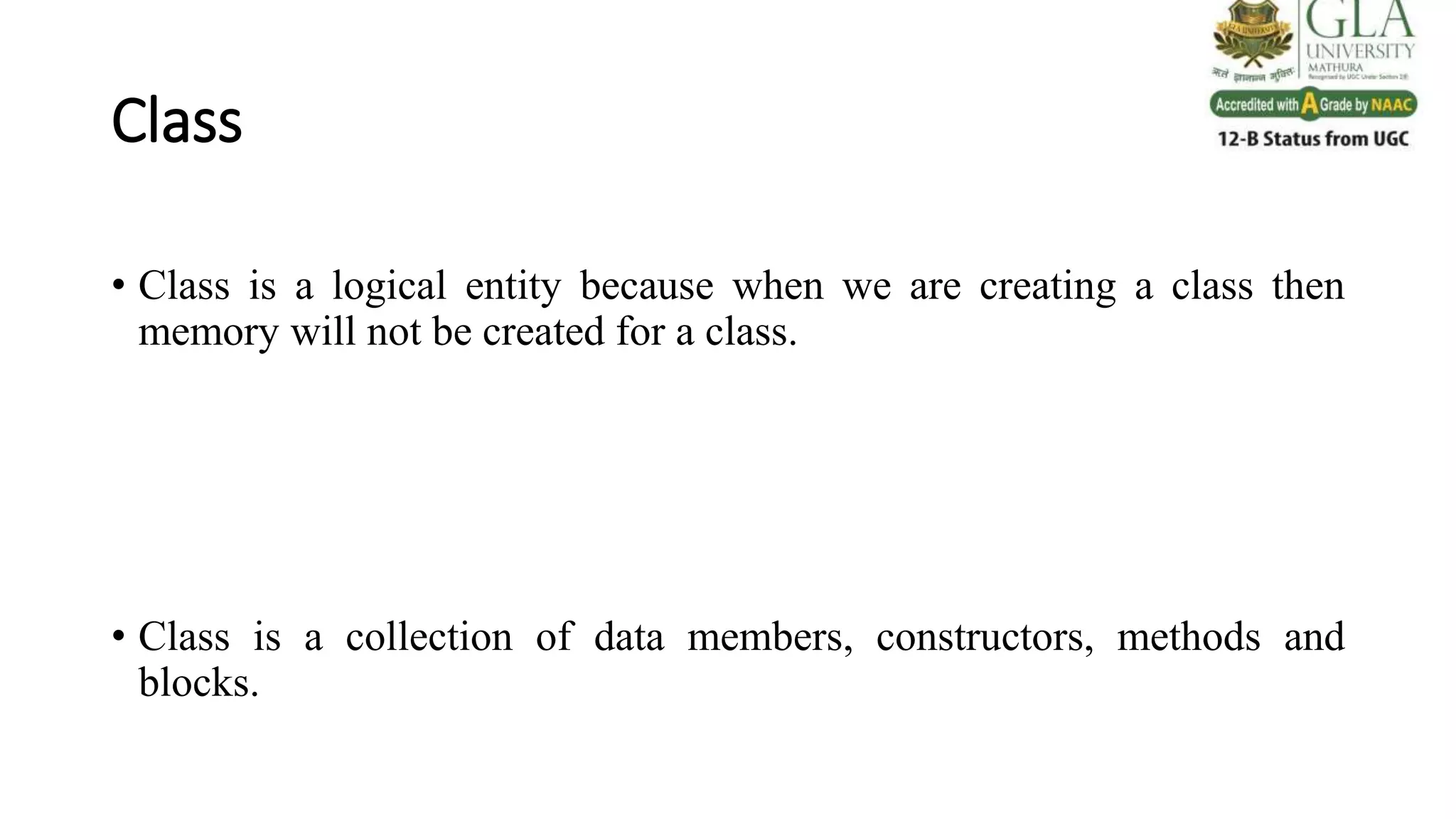BCA Class and Object.pptx | Programming Languages | Computing
