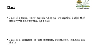 BCA Class and Object.pptx | Programming Languages | Computing