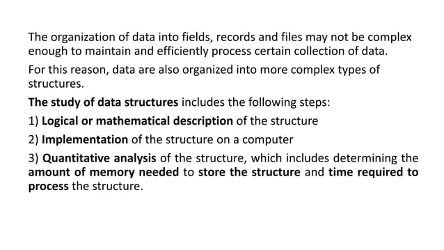 BCA DATA STRUCTURES INTRODUCTION AND OVERVIEW SOWMYA JYOTHI | PDF ...