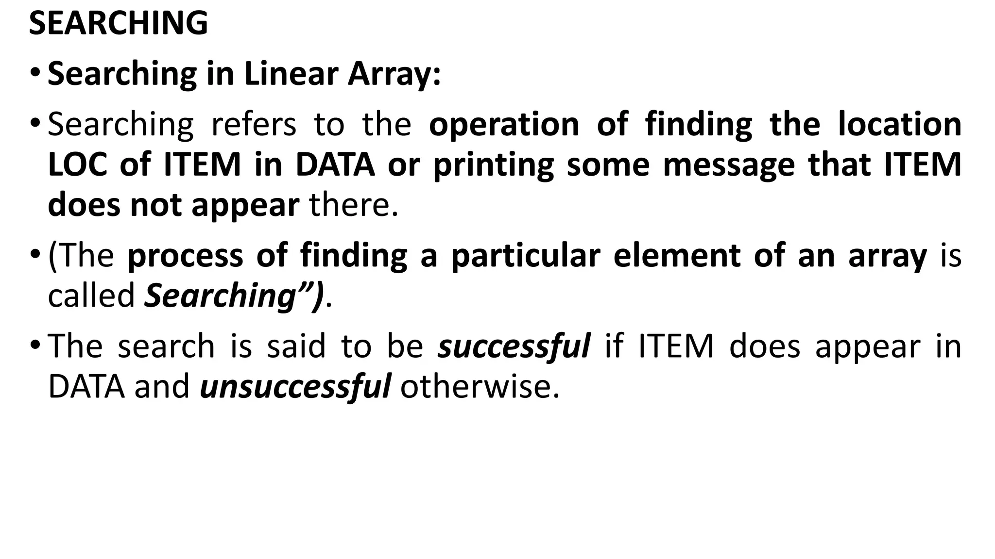 BCA DATA STRUCTURES SEARCHING AND SORTING MRS.SOWMYA JYOTHI | PDF