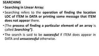 BCA DATA STRUCTURES SEARCHING AND SORTING MRS.SOWMYA JYOTHI | PDF