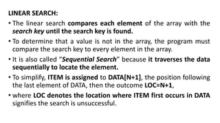 BCA DATA STRUCTURES SEARCHING AND SORTING MRS.SOWMYA JYOTHI | PDF