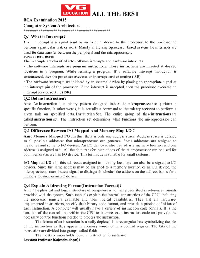 Bca examination 2015 csa | PDF