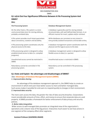 Bca examination 2016 dbms | PDF