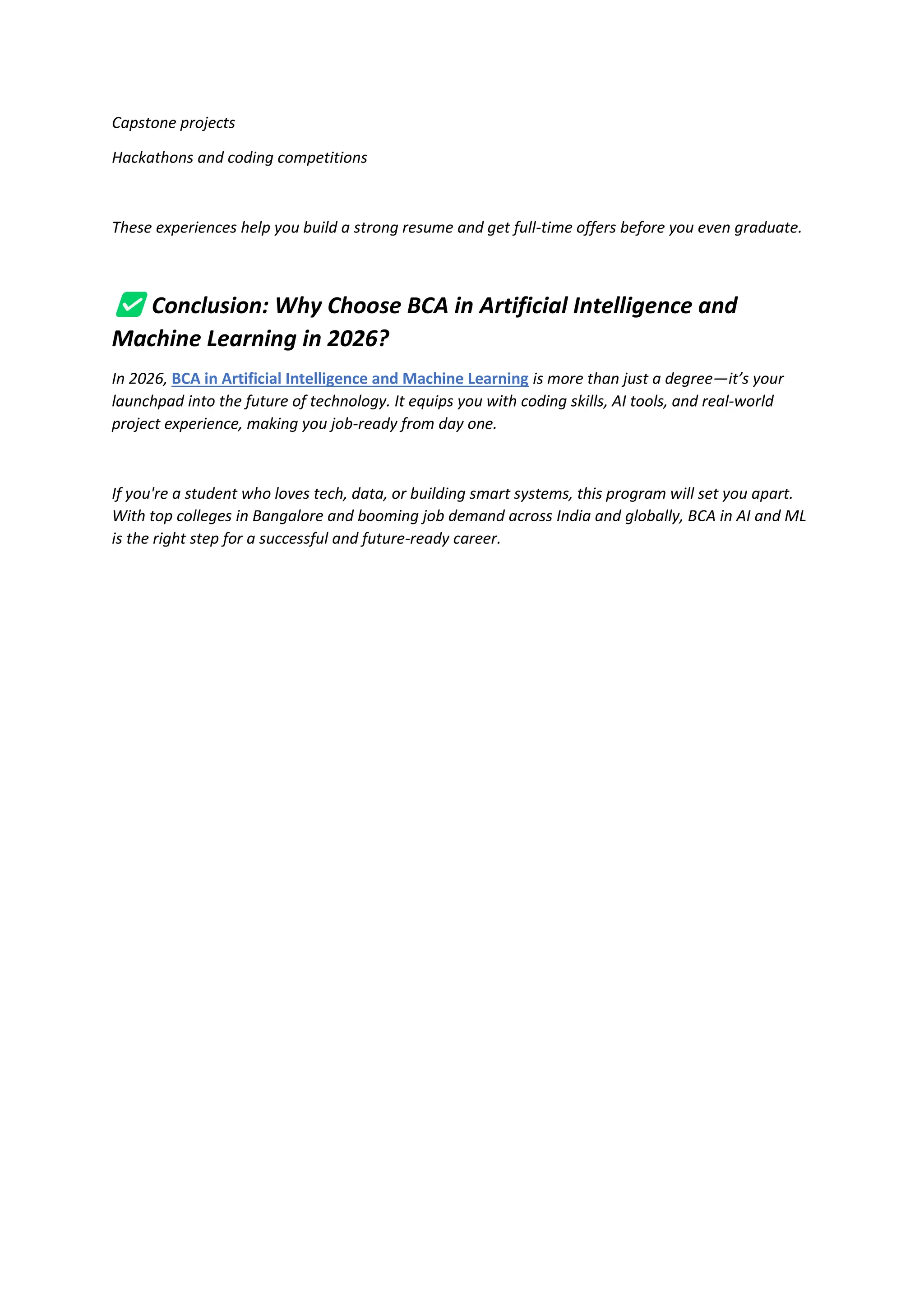BCA in Artificial Intelligence and Machine Learning (2026 Guide) | PDF