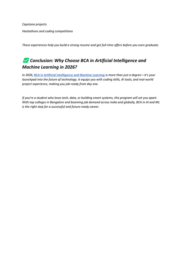 BCA in Artificial Intelligence and Machine Learning (2026 Guide) | PDF