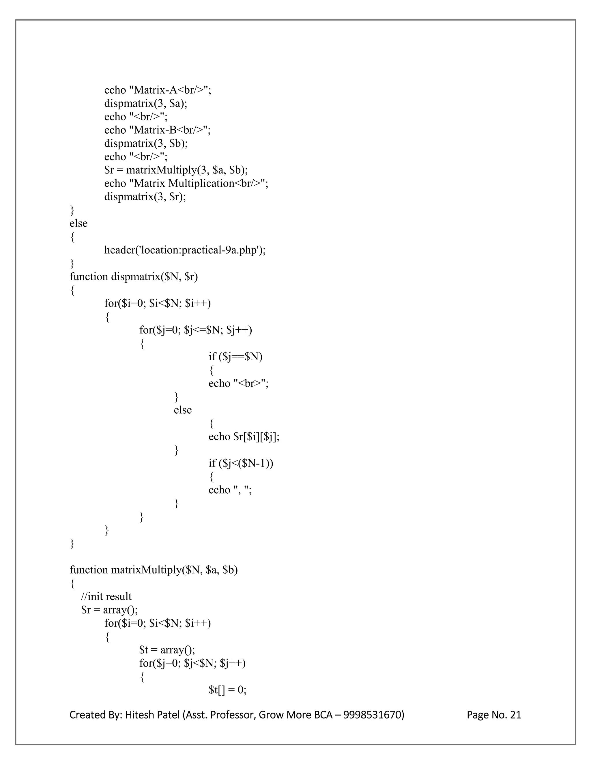 Bca sem 6 php practicals 1to12 | PDF