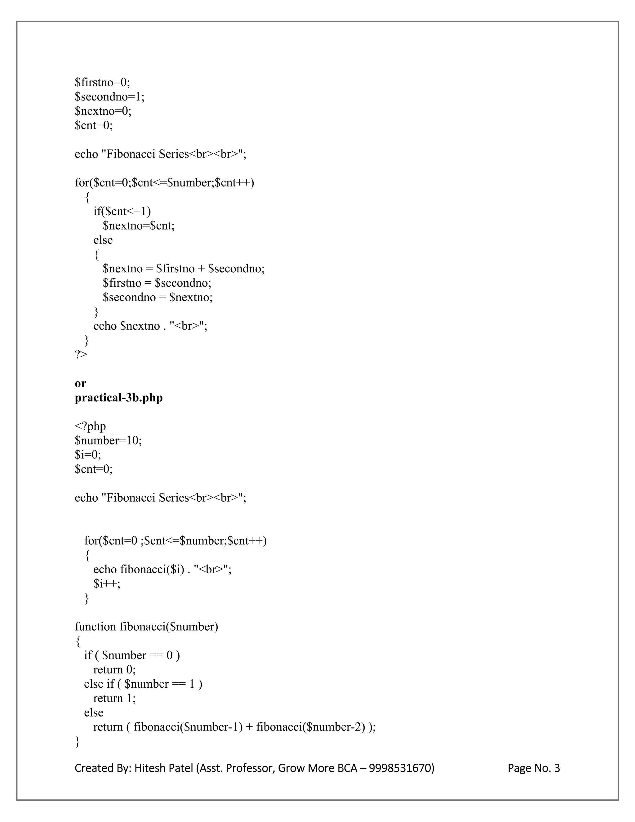 Bca sem 6 php practicals 1to12 | PDF