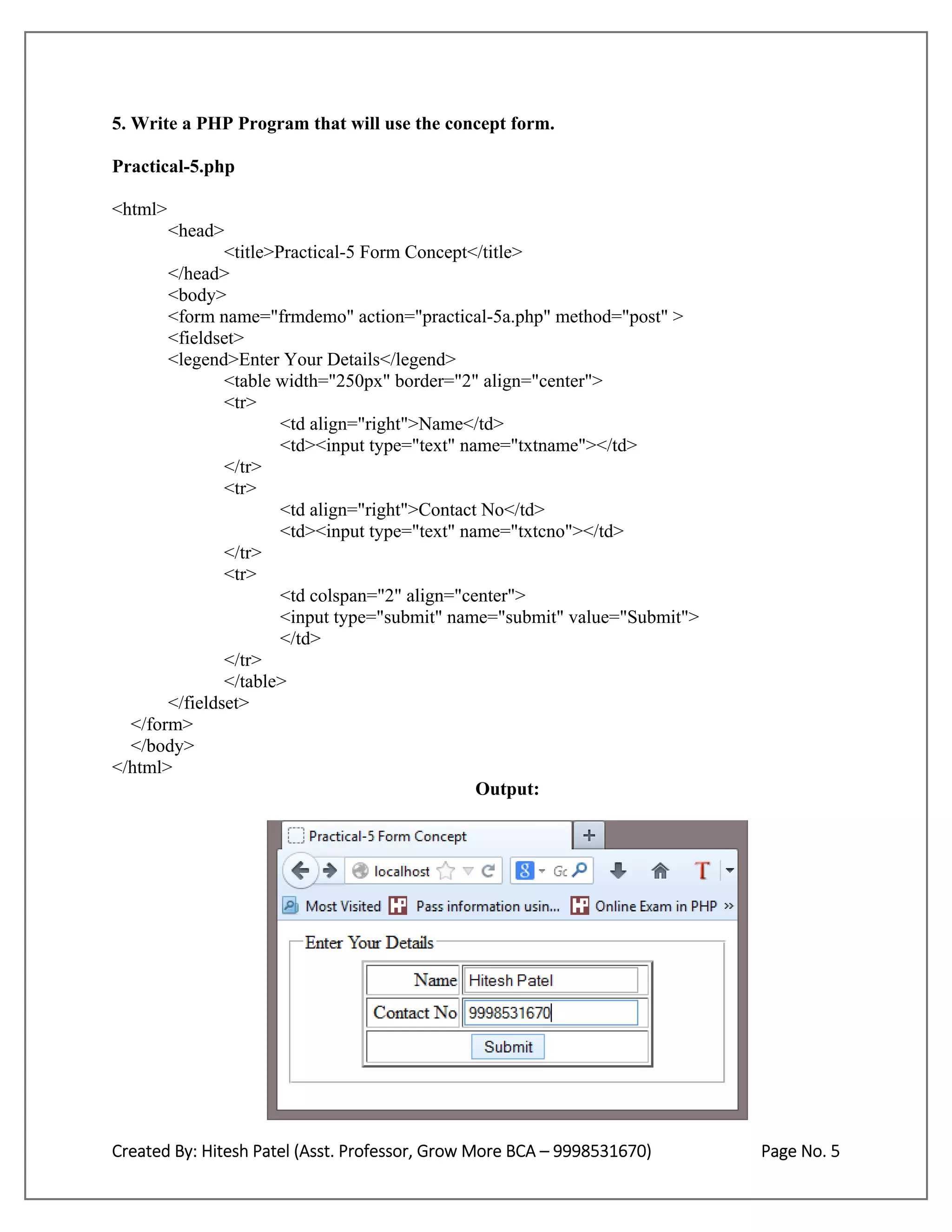 Bca sem 6 php practicals 1to12 | PDF