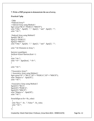 Bca sem 6 php practicals 1to12 | PDF