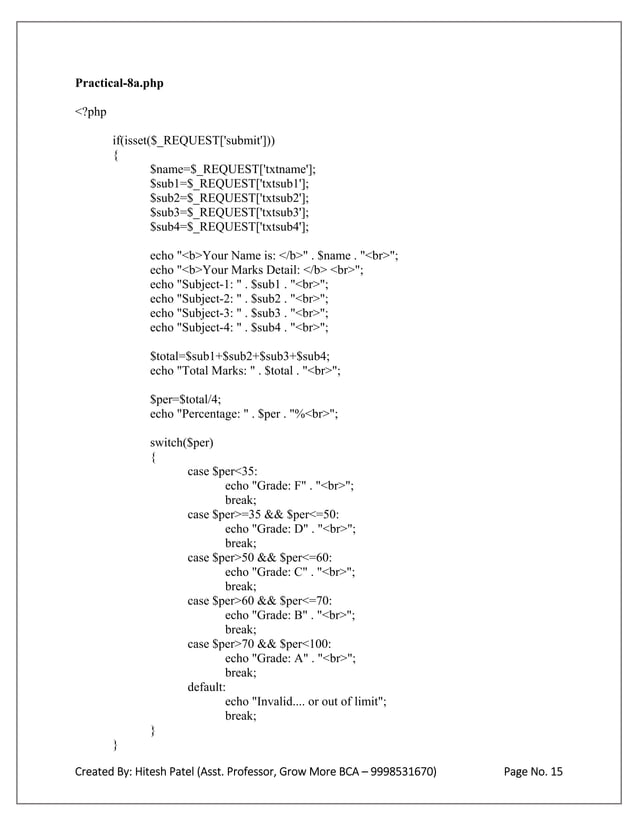 Bca sem 6 php practicals 1to12 | PDF