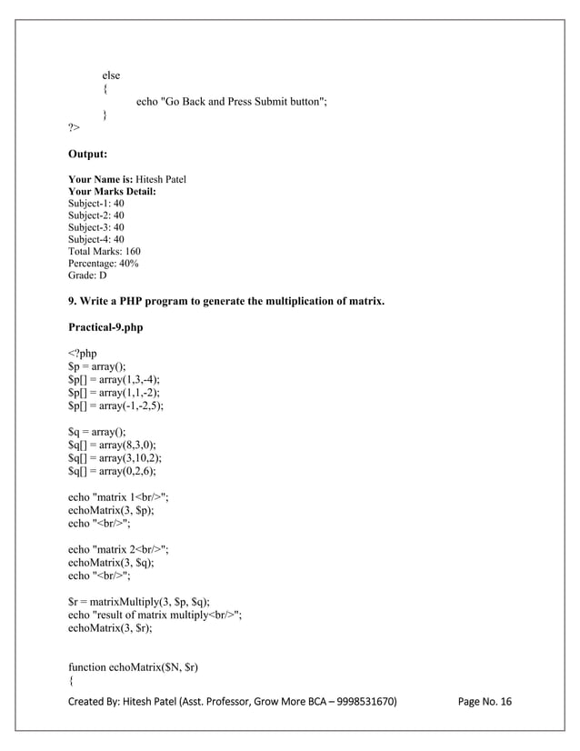 Bca sem 6 php practicals 1to12 | PDF