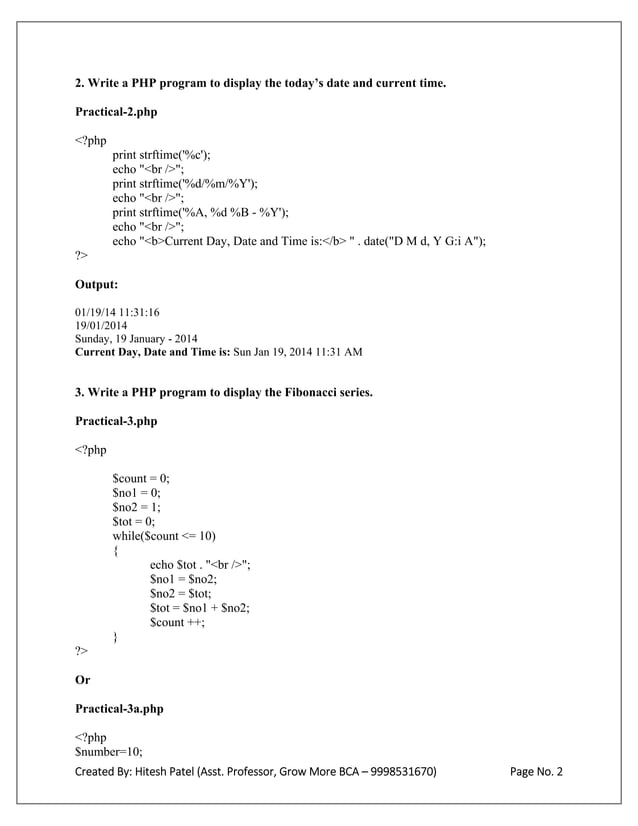 Bca sem 6 php practicals 1to12 | PDF