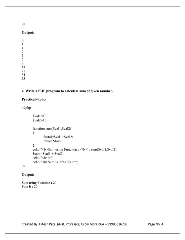 Bca sem 6 php practicals 1to12 | PDF