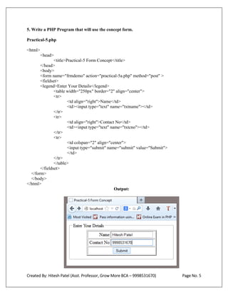 Bca sem 6 php practicals 1to12 | PDF
