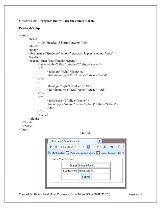 Bca sem 6 php practicals 1to12 | PDF
