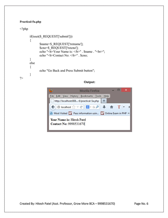 Bca sem 6 php practicals 1to12 | PDF