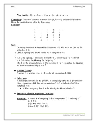 BCA_Semester-II-Discrete Mathematics_unit-i Group theory | PDF