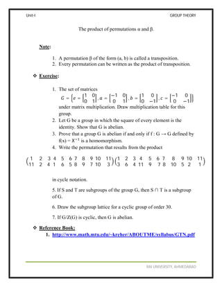 BCA_Semester-II-Discrete Mathematics_unit-i Group theory | PDF