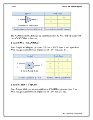 BCA_Semester-II-Discrete Mathematics_unit-iii_Lattices and boolean algebra | PDF