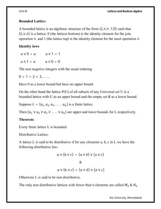 BCA_Semester-II-Discrete Mathematics_unit-iii_Lattices and boolean algebra | PDF