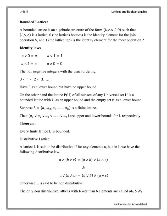 BCA_Semester-II-Discrete Mathematics_unit-iii_Lattices and boolean algebra | PDF