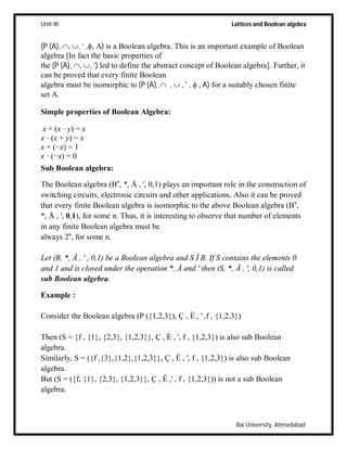 BCA_Semester-II-Discrete Mathematics_unit-iii_Lattices and boolean algebra | PDF